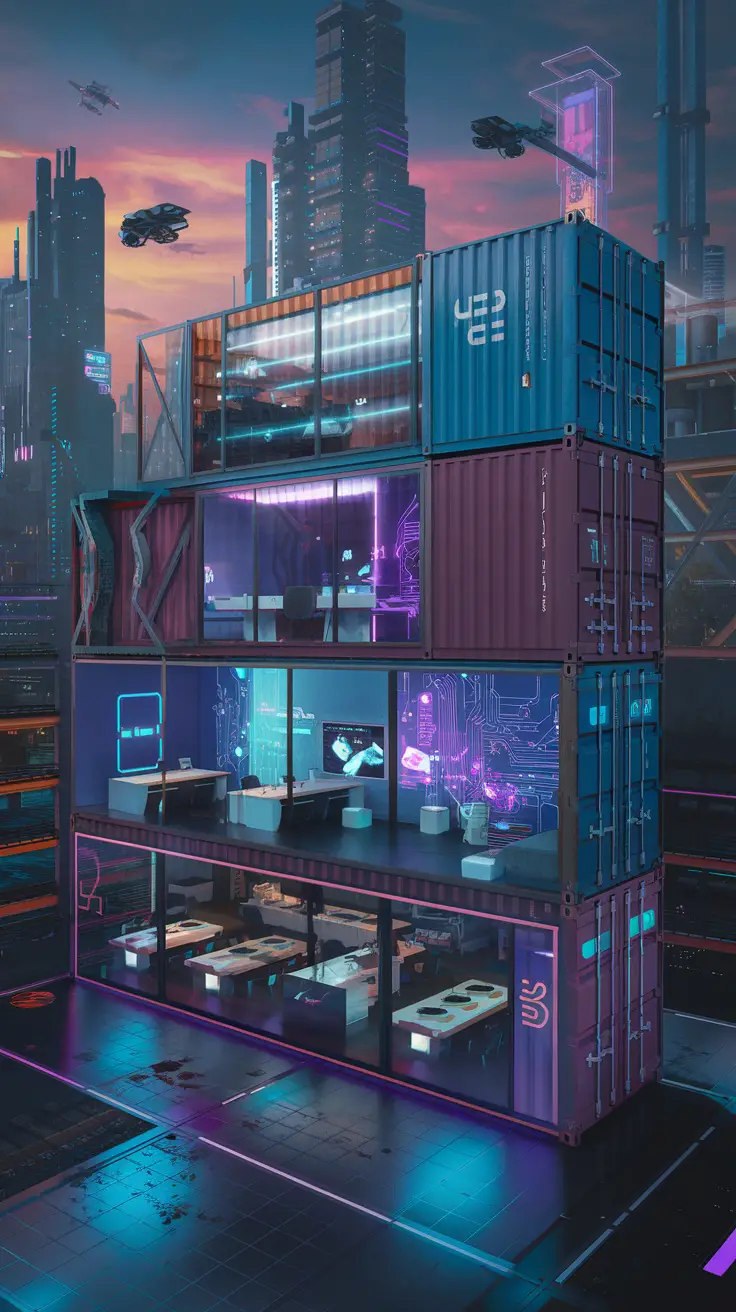 10+ Futuristic Cyberpunk Container Home Designs